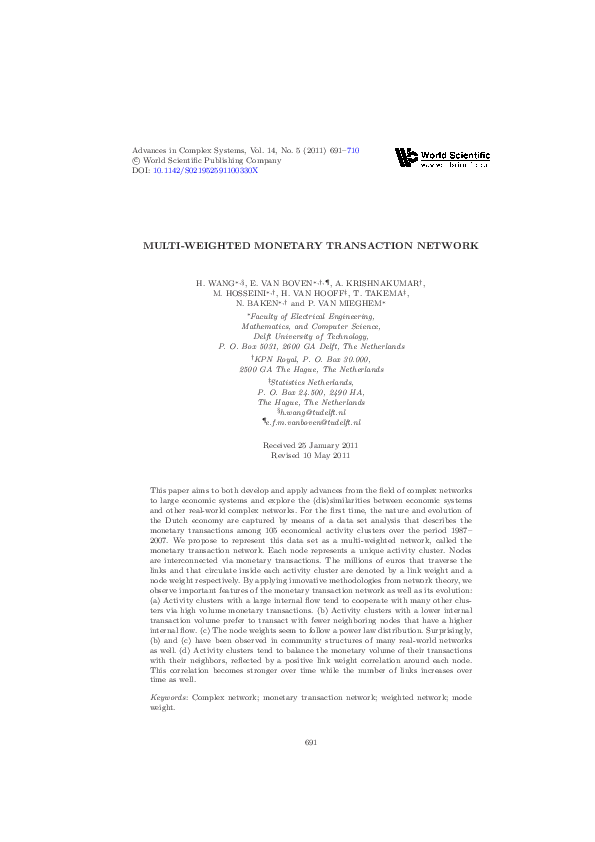 (PDF) Multi-Weighted Monetary Transaction Network