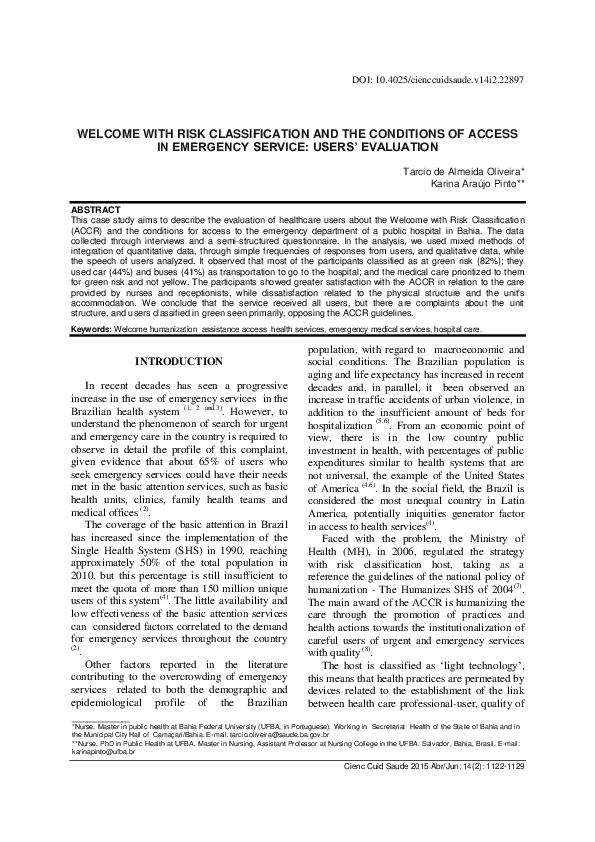(PDF) Welcome with Risk Classification and the Conditions of Access in ...