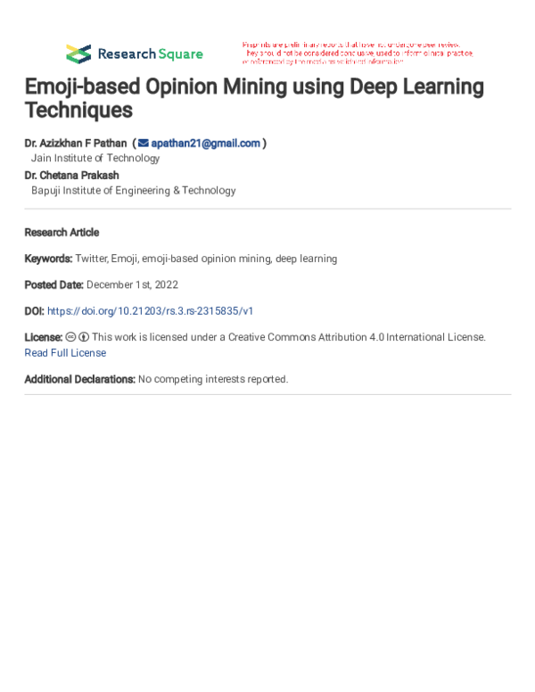 (PDF) Deep Learning for Emoji-Based Opinion Mining