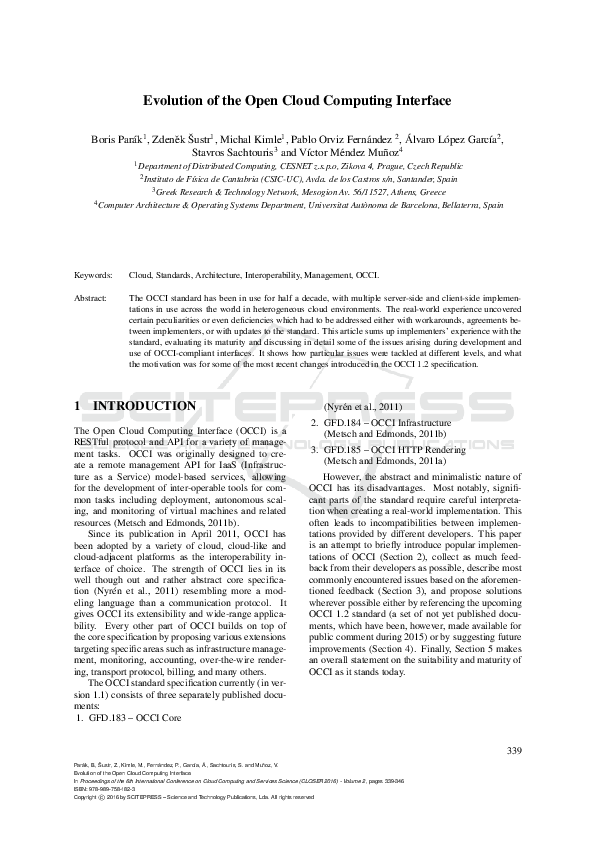 (PDF) Evolution of the Open Cloud Computing Interface