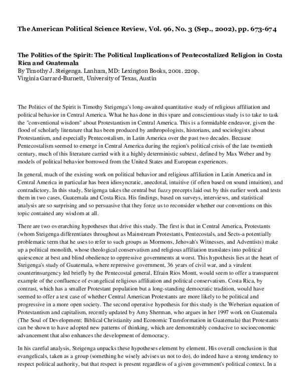 (PDF) The Politics of the Spirit. The Political Implications of ...