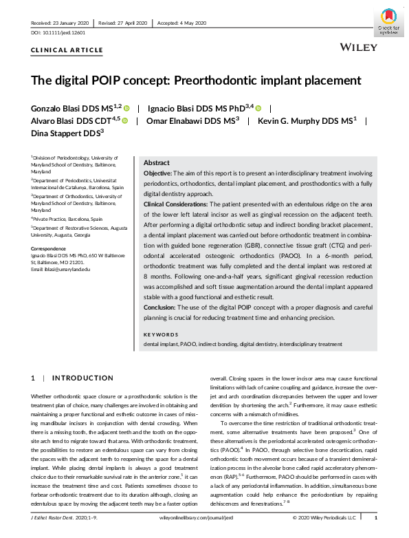 (PDF) The digital POIP concept: Preorthodontic implant placement ...
