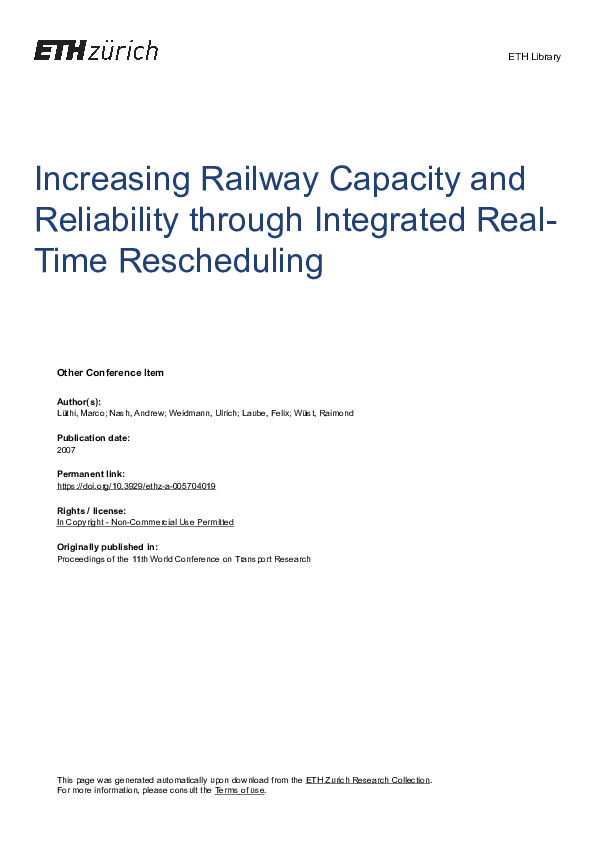 (PDF) Increasing Railway Capacity and Reliability through Integrated ...
