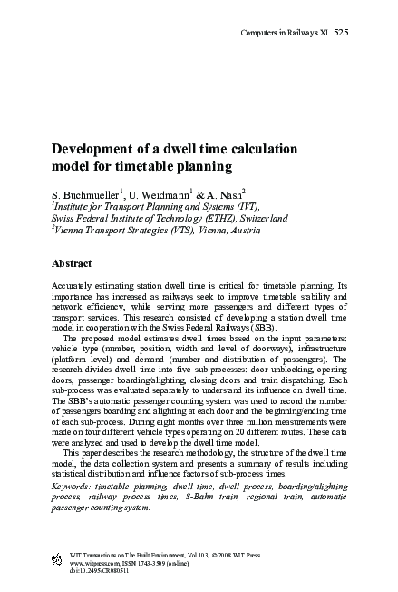 (PDF) Development of a dwell time calculation model for timetable planning