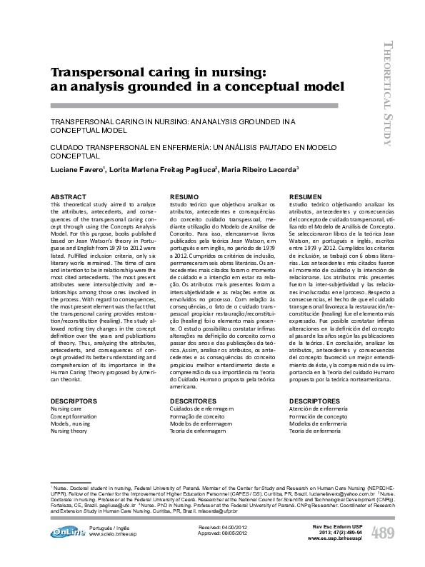 (PDF) Transpersonal caring in nursing: an analysis grounded in a ...