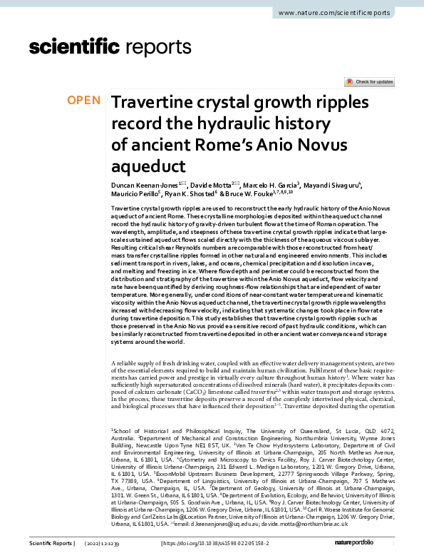 (PDF) Travertine crystal growth ripples record the hydraulic history of ...