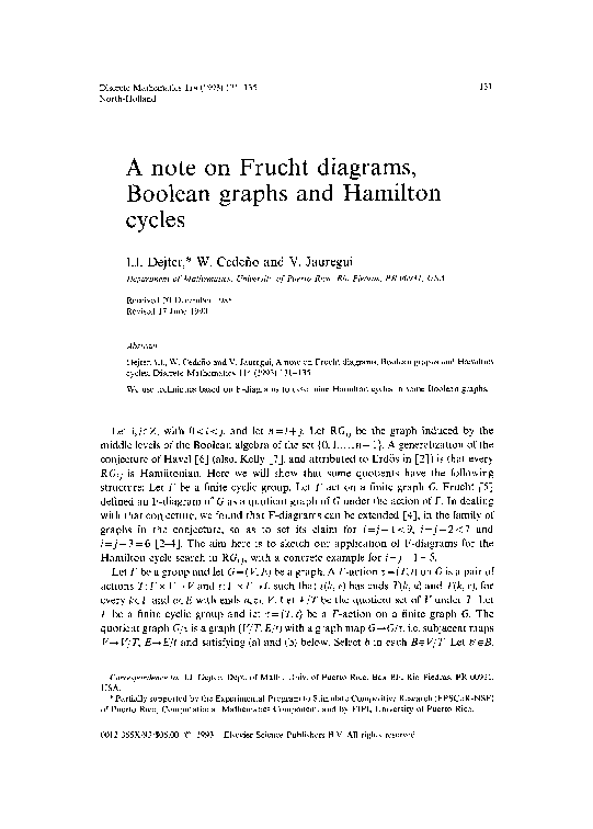 (PDF) A note on frucht diagrams, boolean graphs and hamilton cycles