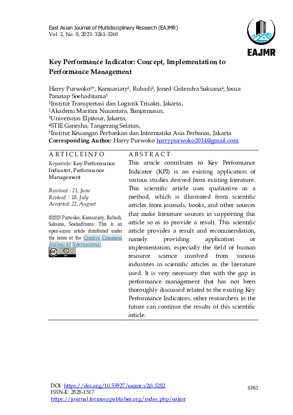 (PDF) Key Performance Indicator: Concept, Implementation to Performance ...