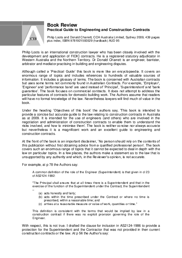 (PDF) Practical Guide to Engineering and Construction Contracts