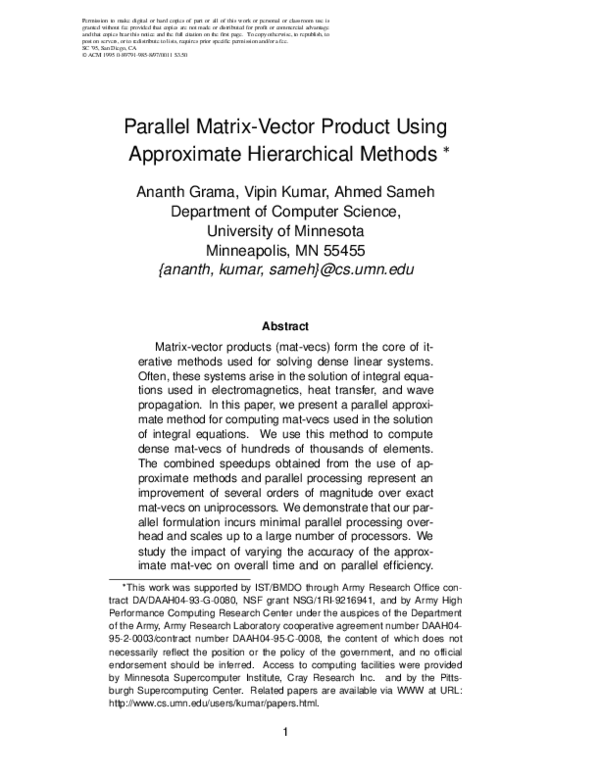 (PDF) Parallel matrix-vector product using approximate hierarchical ...