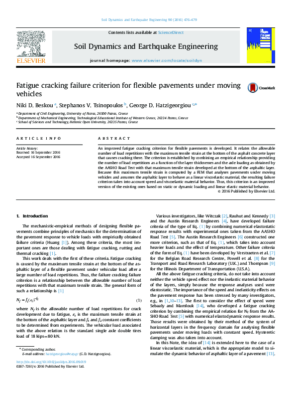 (PDF) Fatigue cracking failure criterion for flexible pavements under ...