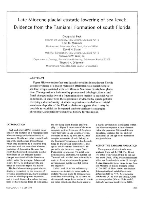 (PDF) Late Miocene glacial-eustatic lowering of sea level: Evidence ...
