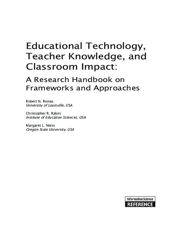 (PDF) Educational Technology, Teacher Knowledge, and Classroom Impact: A Research Handbook on ...