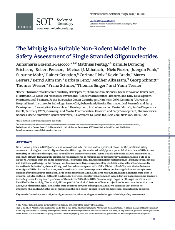 (PDF) From the Cover: The Minipig is a Suitable Non-Rodent Model in the ...