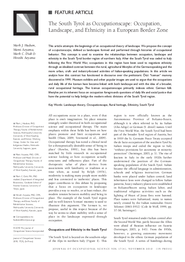(PDF) The South Tryol as occupationscape: occupation, landscape, and ...