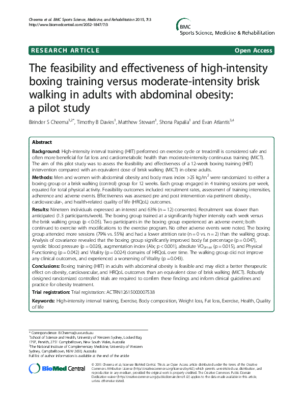 (PDF) The feasibility and effectiveness of high-intensity boxing ...