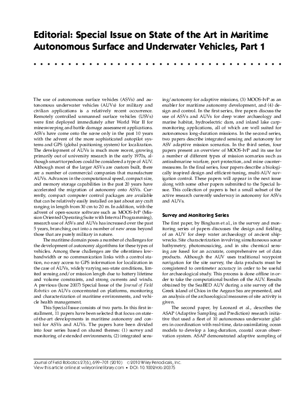 (PDF) Editorial: Special issue on state of the art in maritime ...