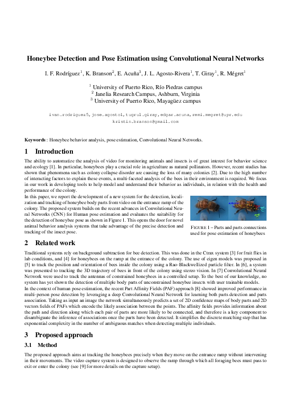 Pdf Honeybee Detection And Pose Estimation Using Convolutional Neural