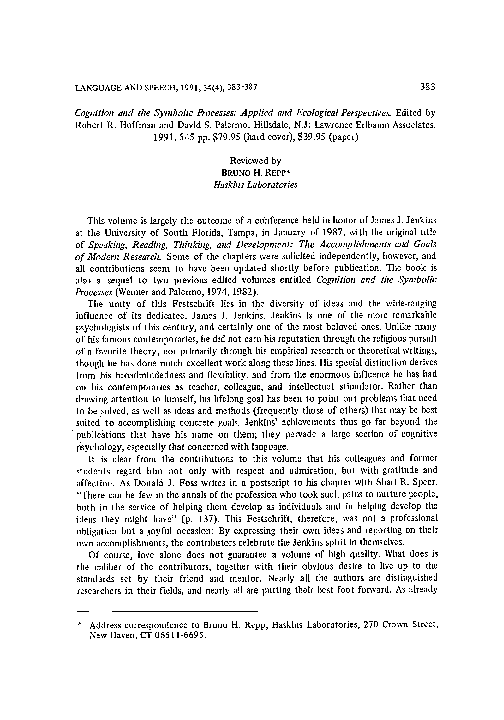 (PDF) Cognition and the symbolic processes