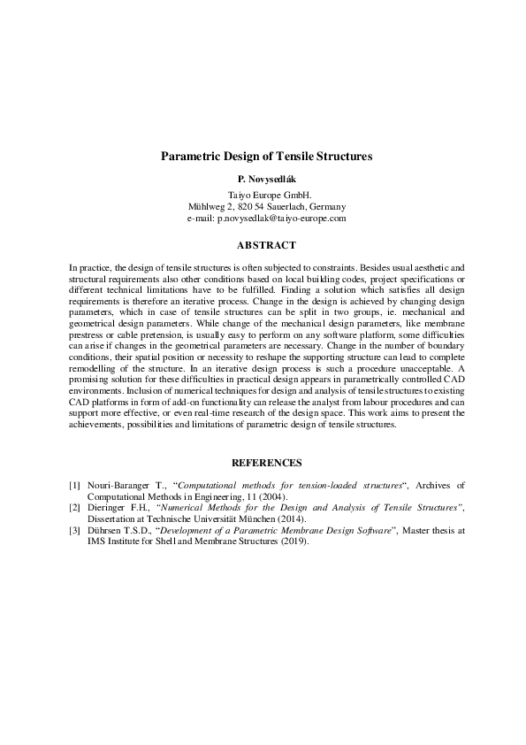 (PDF) Parametric Design of Tensile Structures