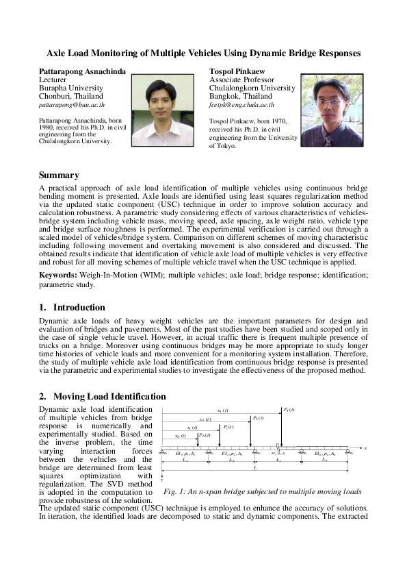 (PDF) Axle Load Monitoring of Multiple Vehicles Using Dynamic Bridge Responses