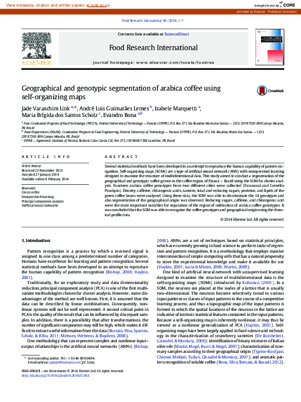(PDF) Geographical and genotypic segmentation of arabica coffee using self-organizing maps