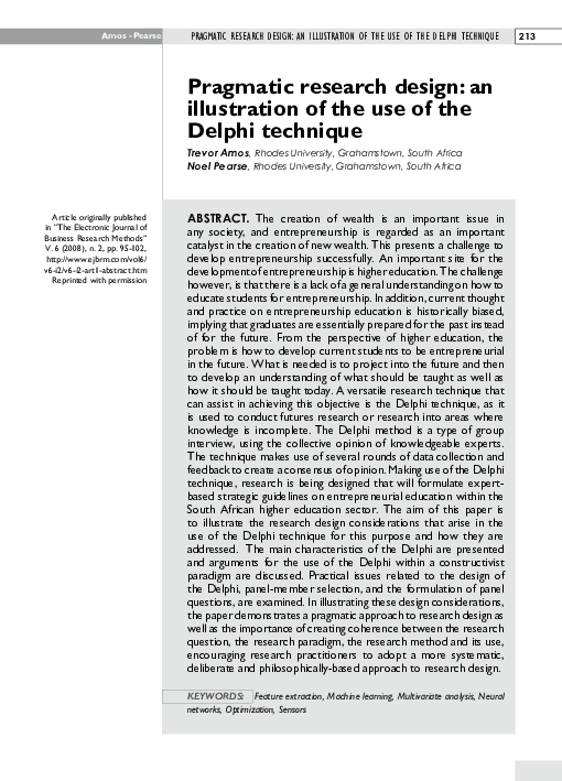 (PDF) Pragmatic Research Design: an Illustration of the Use of the ...
