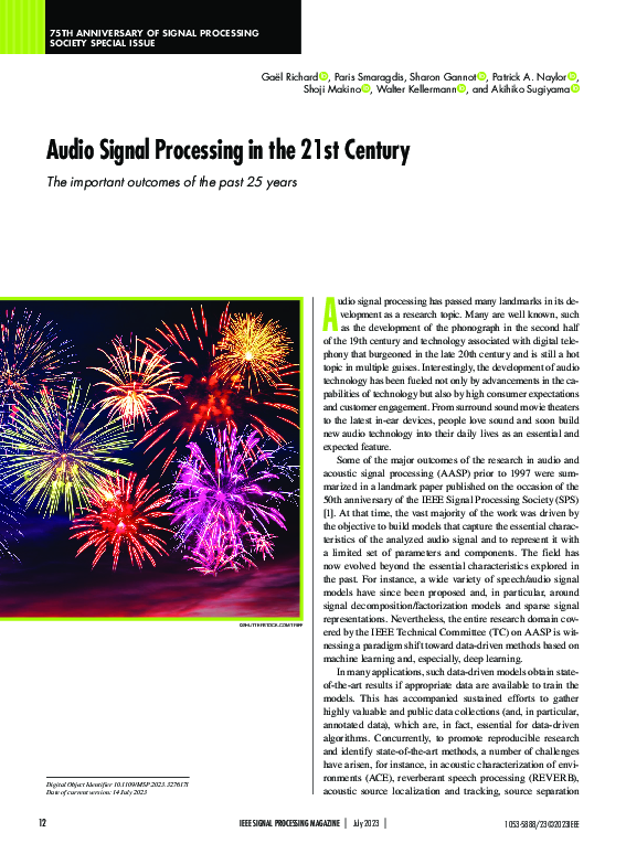 (PDF) Audio Signal Processing in the 21st Century: The important ...