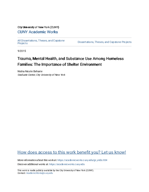 (PDF) Trauma, Mental Health, and Substance Use Among Homeless Families ...