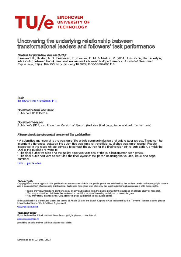 (PDF) Uncovering the Underlying Relationship Between Transformational ...