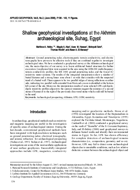 (PDF) Shallow geophysical investigations at the Akhmim archaeological ...
