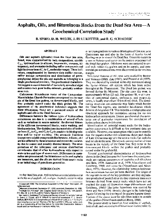 (PDF) Asphalts, Oils, and Bituminous Rocks from the Dead Sea Area--A ...