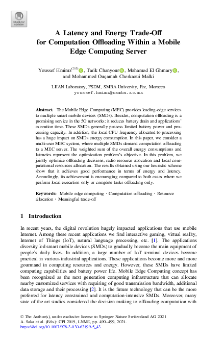 (PDF) A Latency and Energy Trade-Off for Computation Offloading Within a Mobile Edge Computing ...