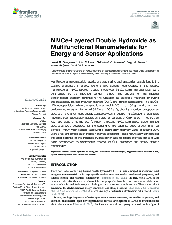 (PDF) NiVCe-Layered Double Hydroxide as Multifunctional Nanomaterials for Energy and Sensor ...