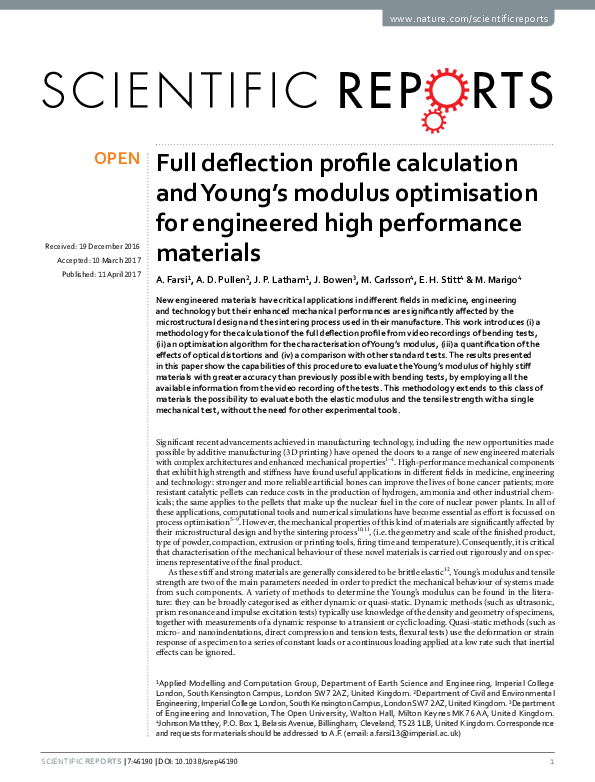 (PDF) Full deflection profile calculation and Young’s modulus ...