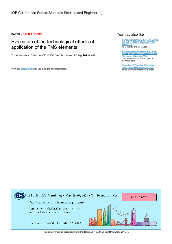(PDF) Evaluation of the technological effects of application of the FMS elements