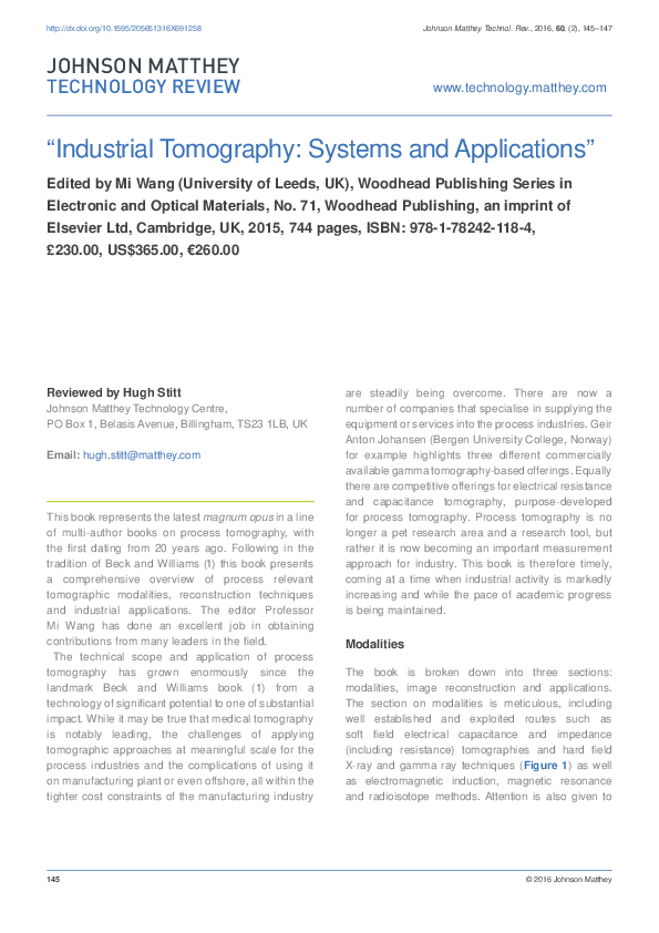 (PDF) “Industrial Tomography: Systems and Applications”
