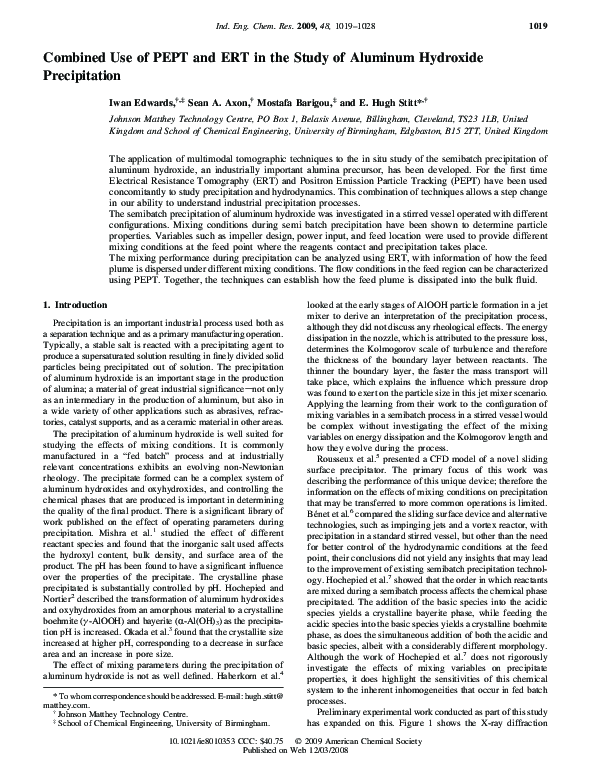 (PDF) Combined Use of PEPT and ERT in the Study of Aluminum Hydroxide ...