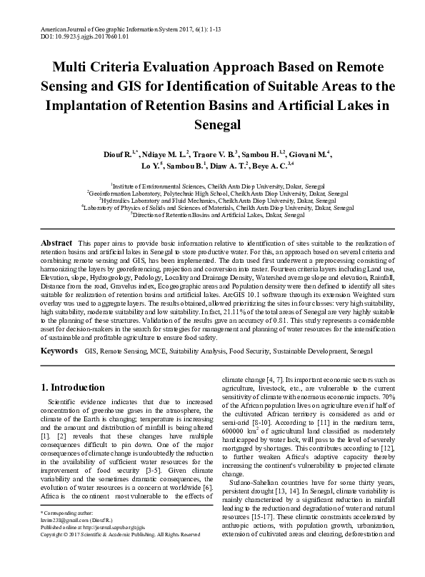 (PDF) Multi Criteria Evaluation Approach Based on Remote Sensing and GIS for Identification of ...