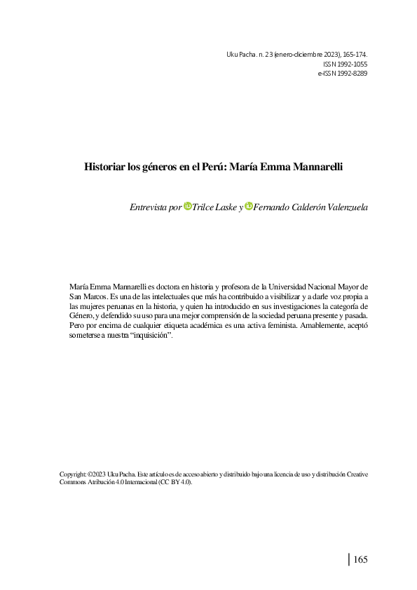 (PDF) Historiar los géneros en el Perú: María Emma Mannarelli