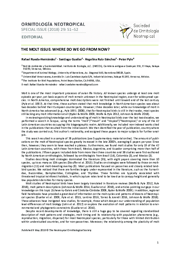 (PDF) The Molt Issue: Where Do We Go from Now?