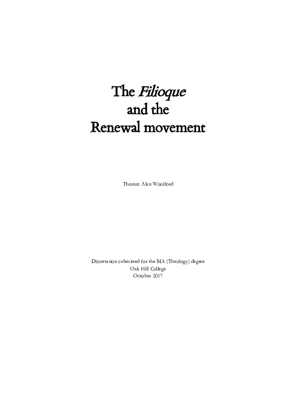 (PDF) The Filioque and the Renewal Movement