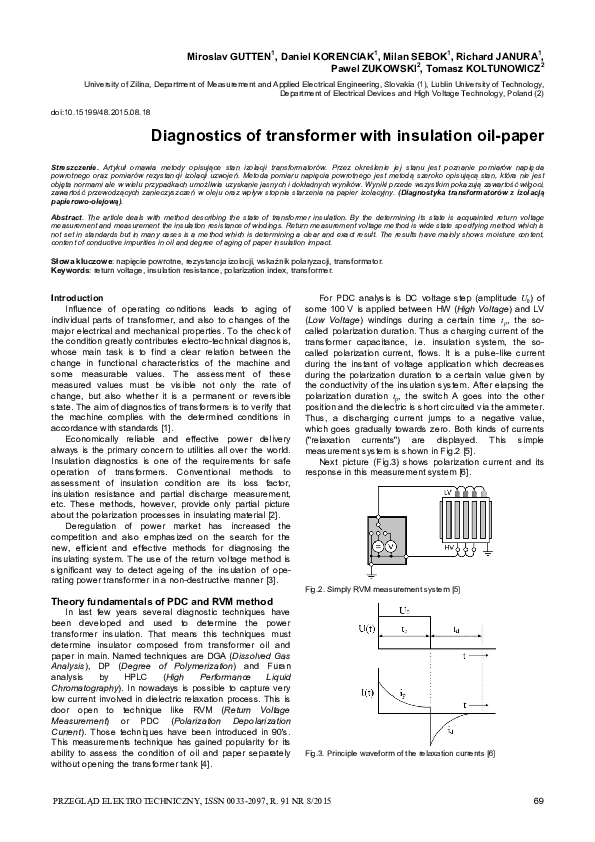 (PDF) Diagnostics of transformer with insulation oil-paper | Richard ...