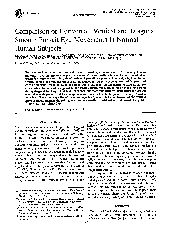 (PDF) Comparison of Horizontal, Vertical and Diagonal Smooth Pursuit ...
