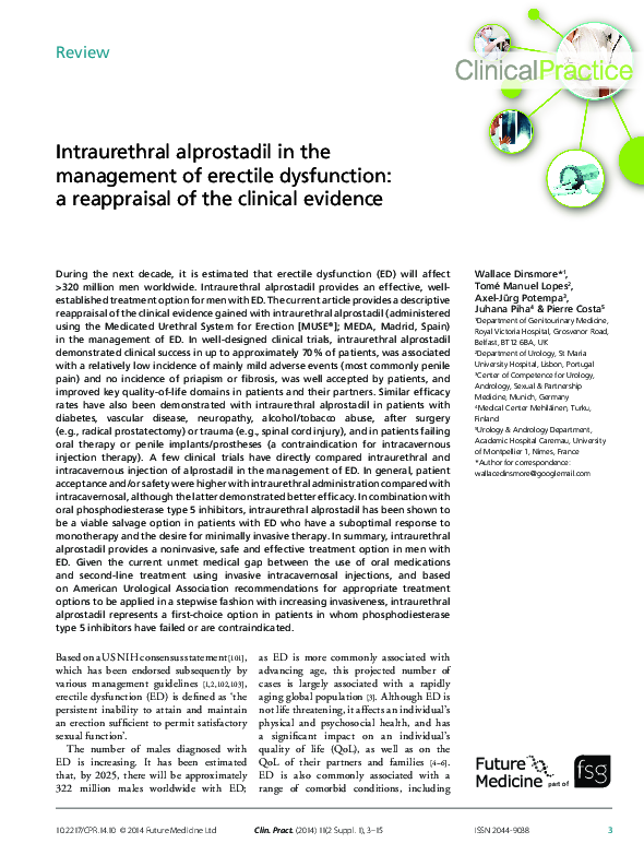 (PDF) Intraurethral alprostadil in the management of erectile ...