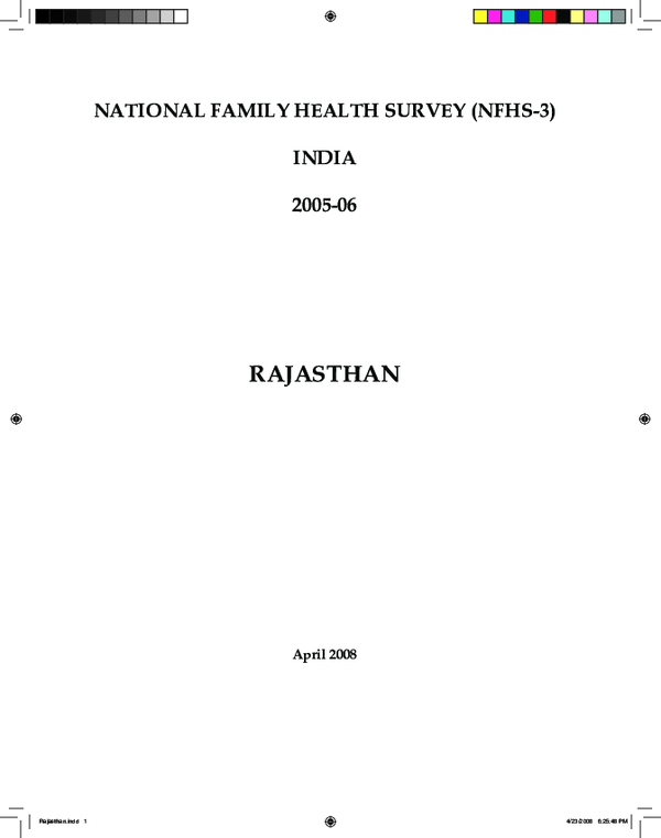 (PDF) National Family Health Survey (NFHS-3) India | Fred Arnold ...