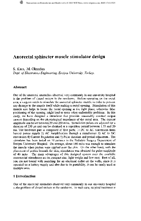 (PDF) Anorectal sphincter muscle stimulator design