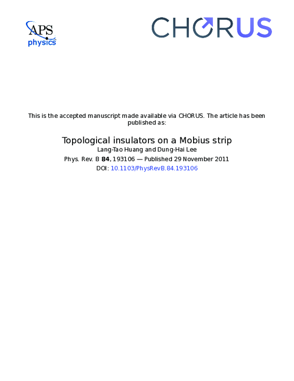 (PDF) Topological insulators on a Mobius strip