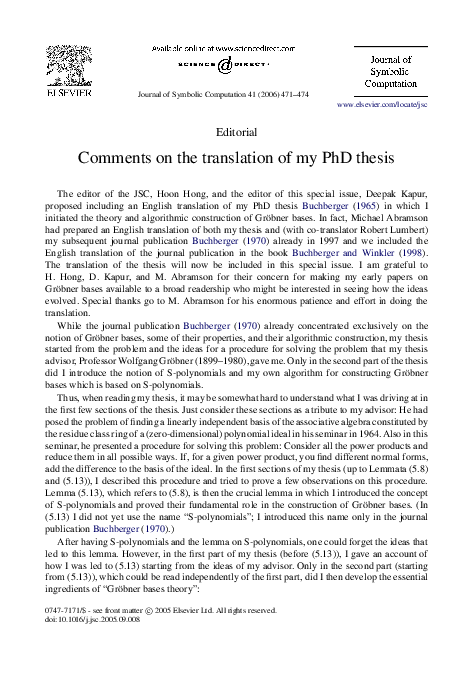 (PDF) Comments on the translation of my PhD thesis