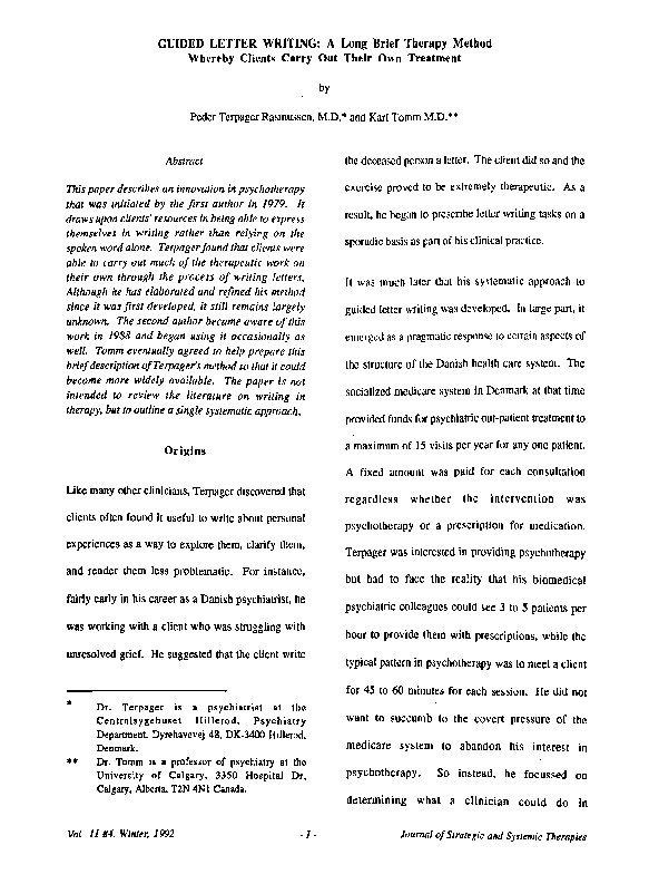 (PDF) Guided Letter Writing: A Long Brief Therapy Method Whereby ...